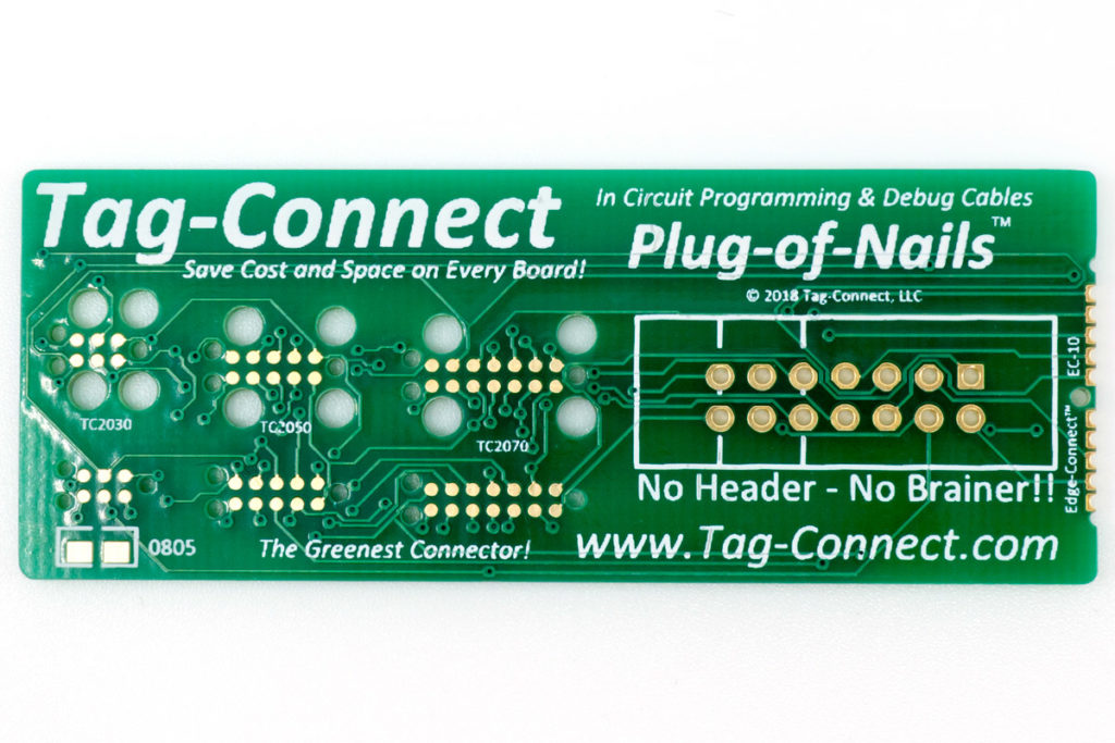 Demo PCB for small footprint programming connectors | Tag-Connect